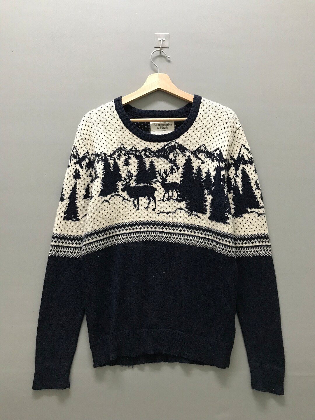 Vintage Abercrombie & Fitch Winter Art Pullover Sweater - Etsy