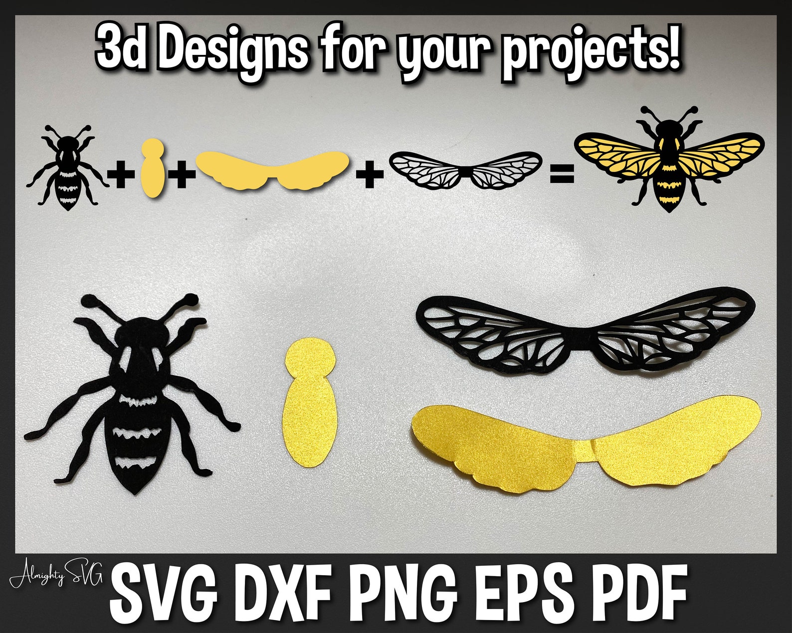 Bee Svg 3d Bee Svg Layered Bee Svg Bee Svg Template for - Etsy