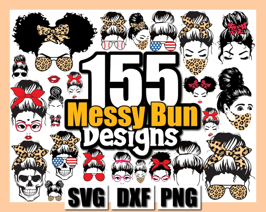 Messy Bun Svg, Messy Bun Bundle Svg, Messy Hair Svg, Mom Svg, Hair Bow ...
