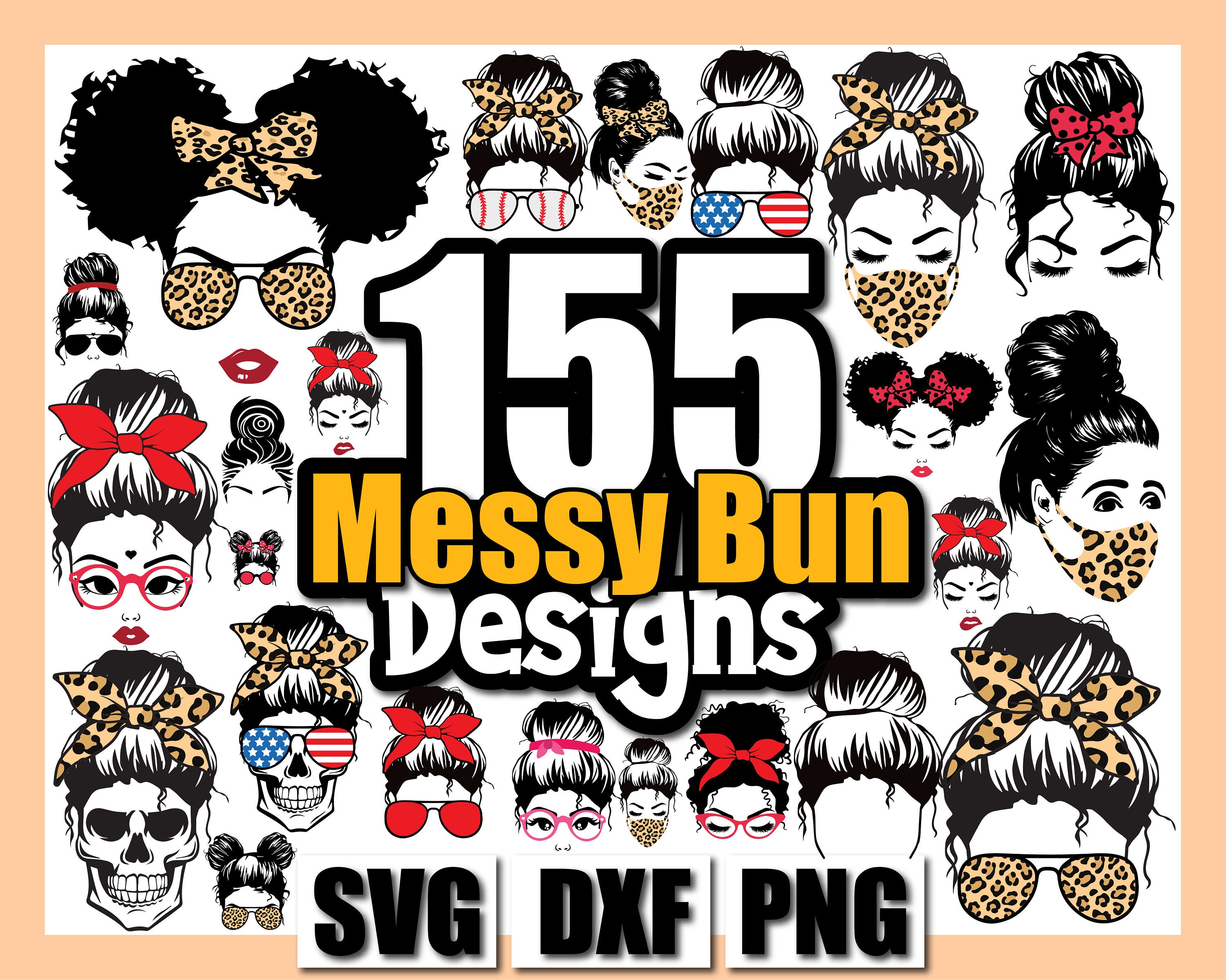 Messy Bun Svg Messy Bun Bundle Svg Messy Hair Svg Mom Svg - Etsy