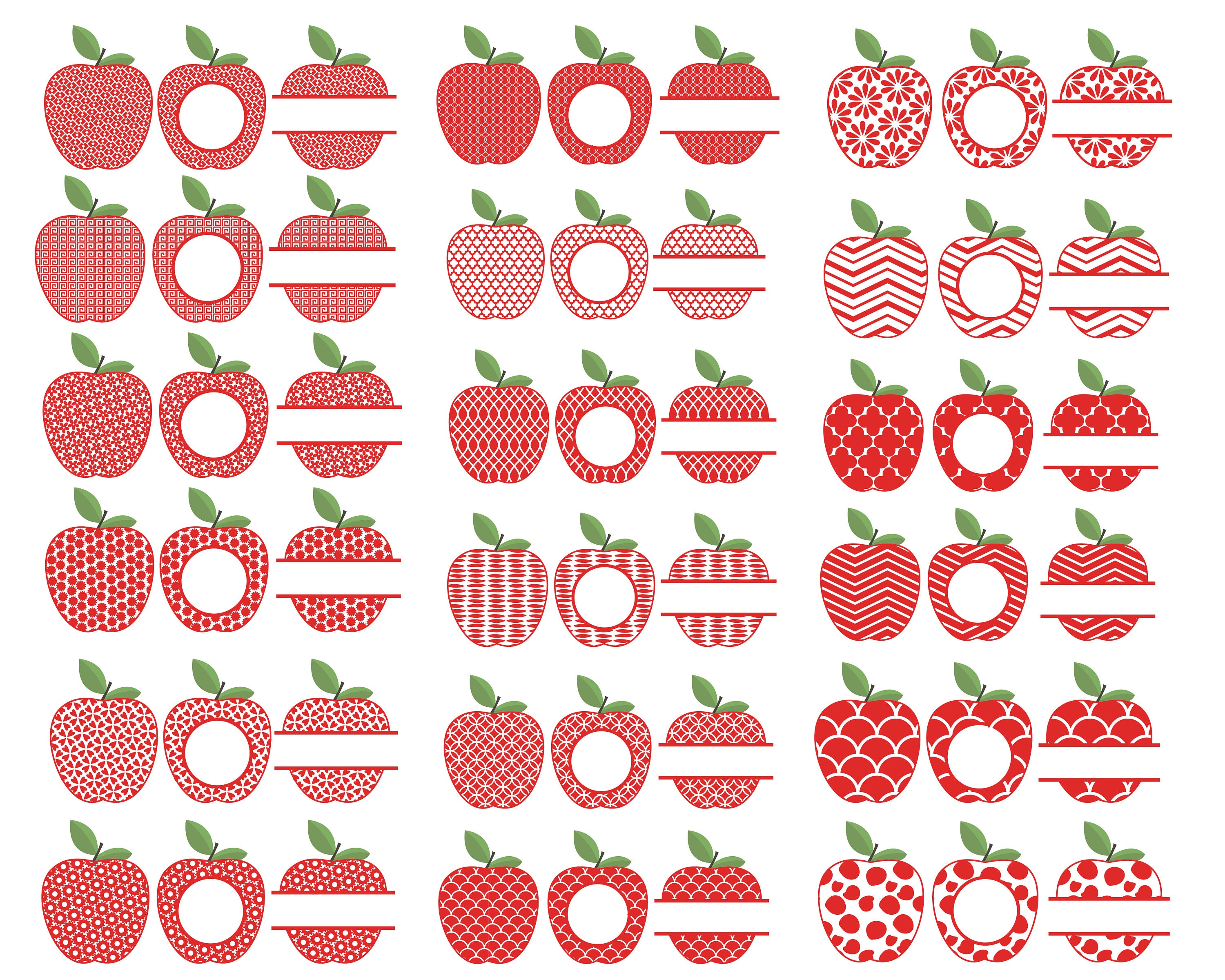 Apple Bundle Svg, Apple Svg, Apple Monogram Frames Svg, Apple Svg Cut ...