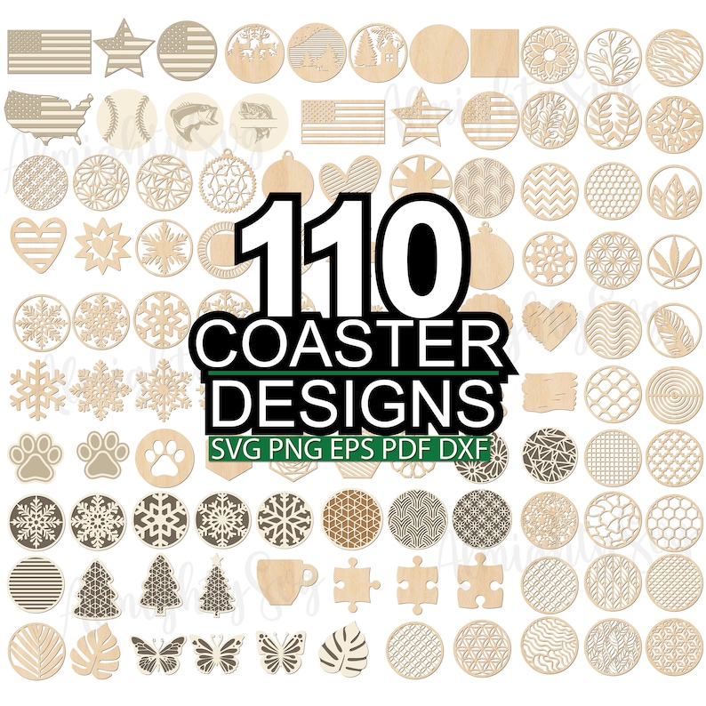 Coasters Laser Cut SVG Bundle, Coasters SVG Laser Cut File, Vector ...