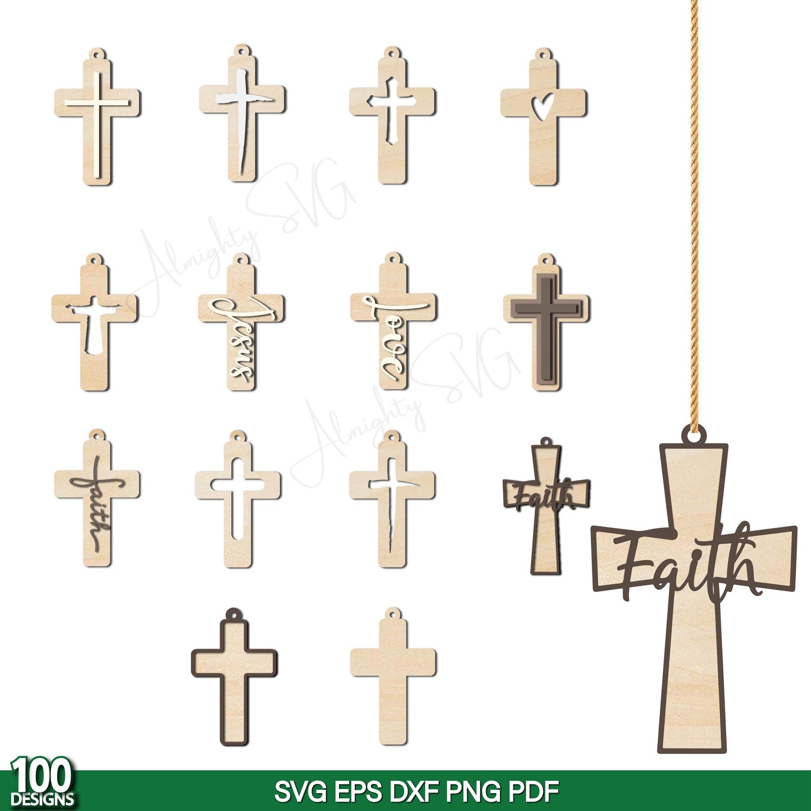 Paquete de cruces SVG para corte láser, diseño de adornos cristianos ...