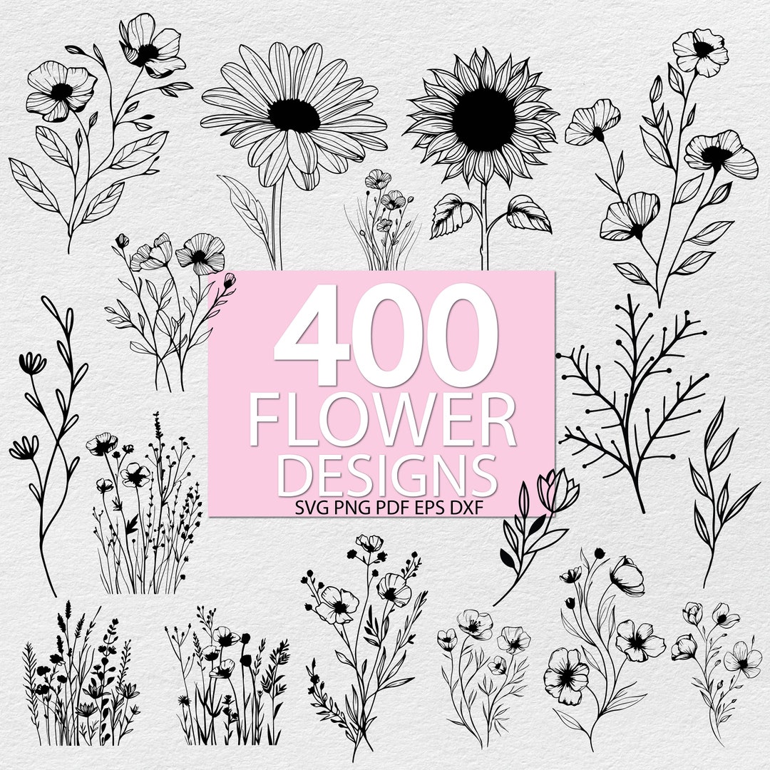 400 Flower SVG Bundle Botanical SVG Floral Svg Branch Svg Leaf Svg ...