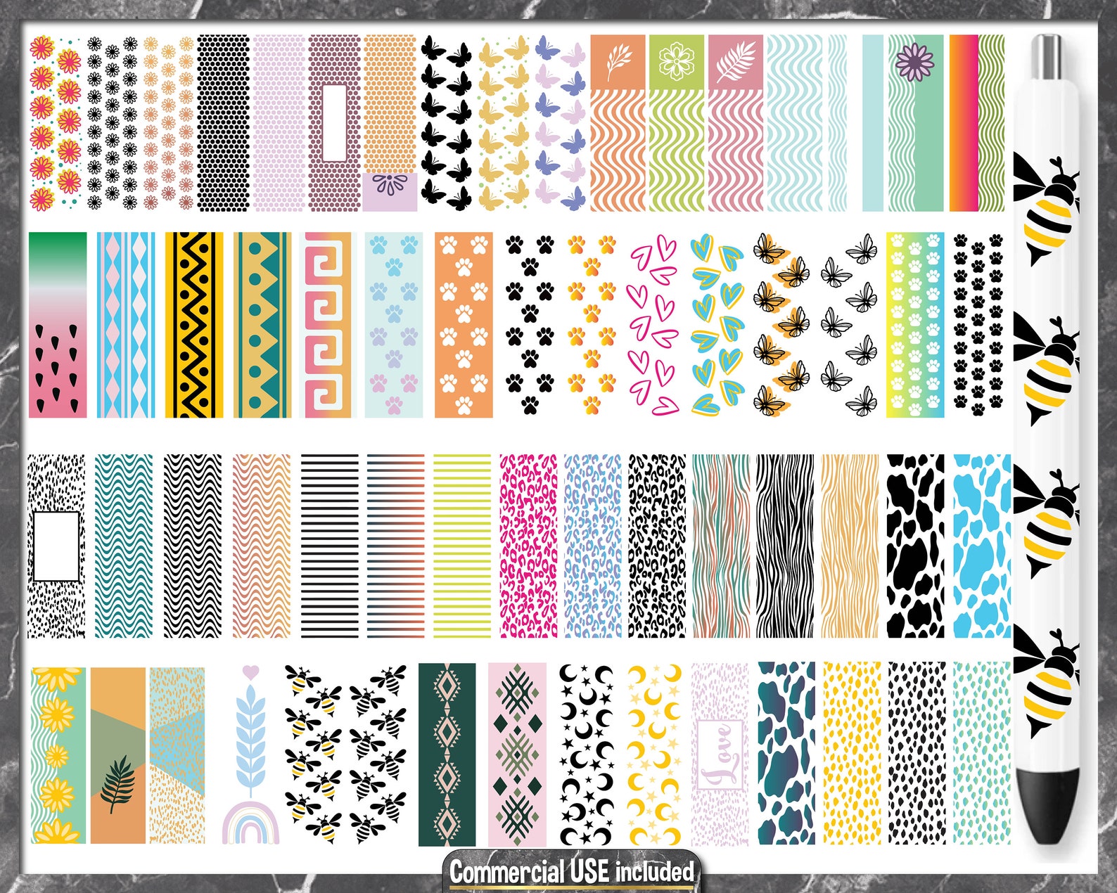 Pen Wrap SVG, Glitter Pen Wraps Svg, Pen Wrap Bundle Svg, Epoxy Glitter ...