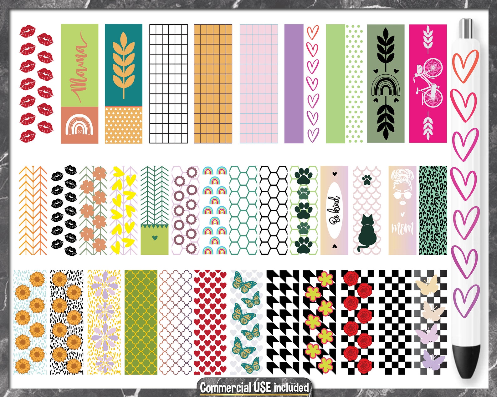 Pen Wrap SVG, Glitter Pen Wraps Svg, Pen Wrap Bundle Svg, Epoxy Glitter ...