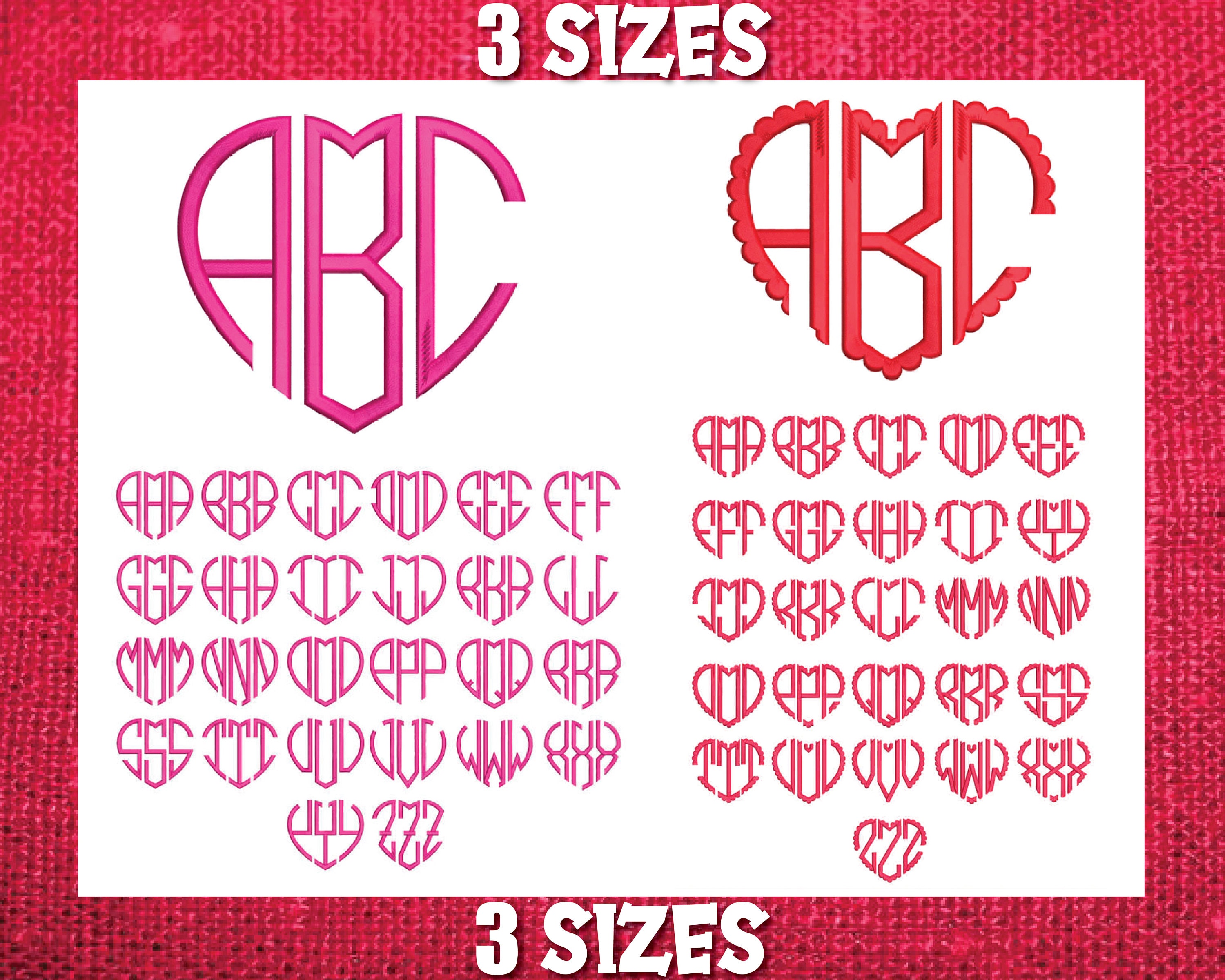 Embroidery Monogram Fonts Bx BX Embroidery Fonts Bundle | Etsy Australia