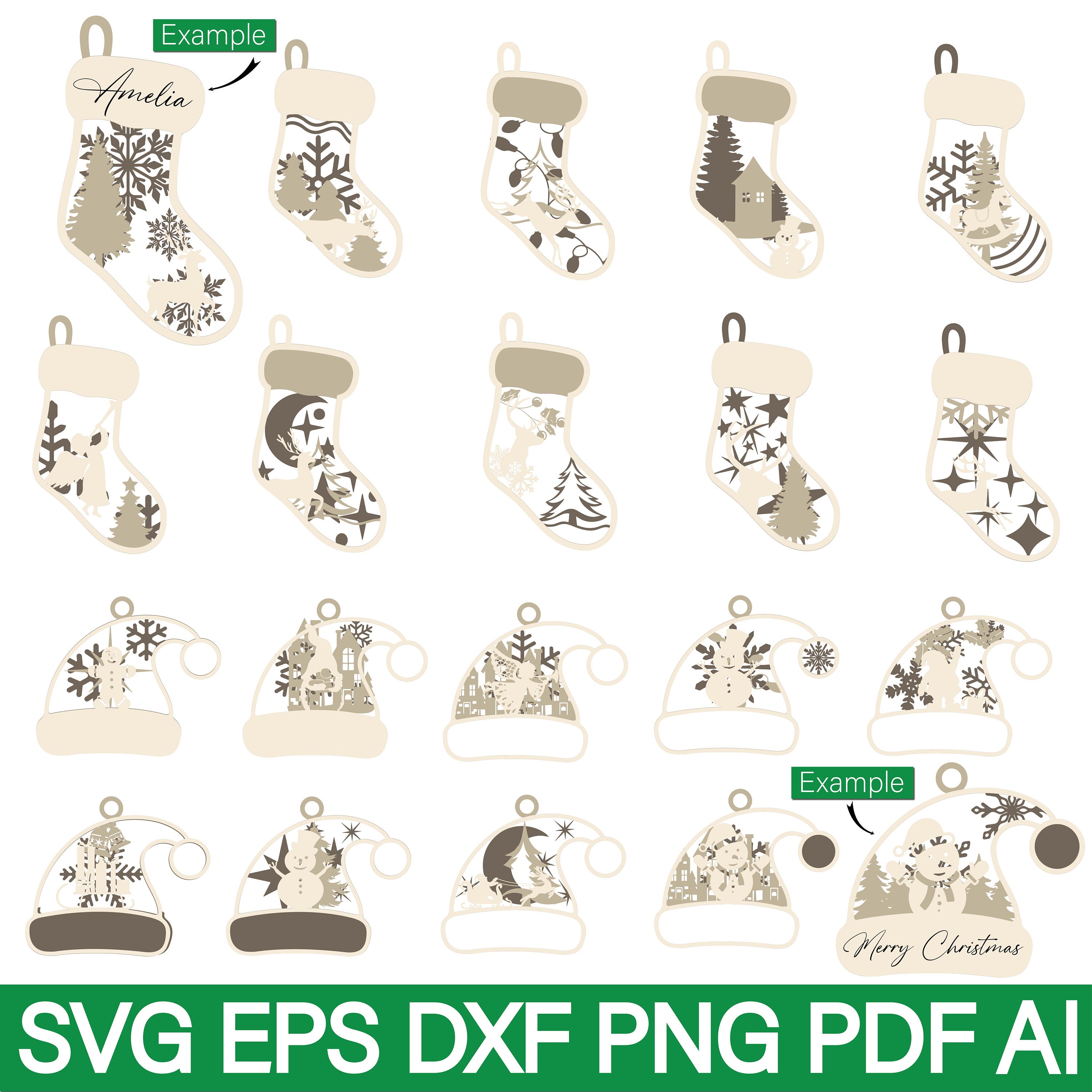 Christmas Ornament SVG Bundle, Laser Cut Files (digital Download) - Etsy