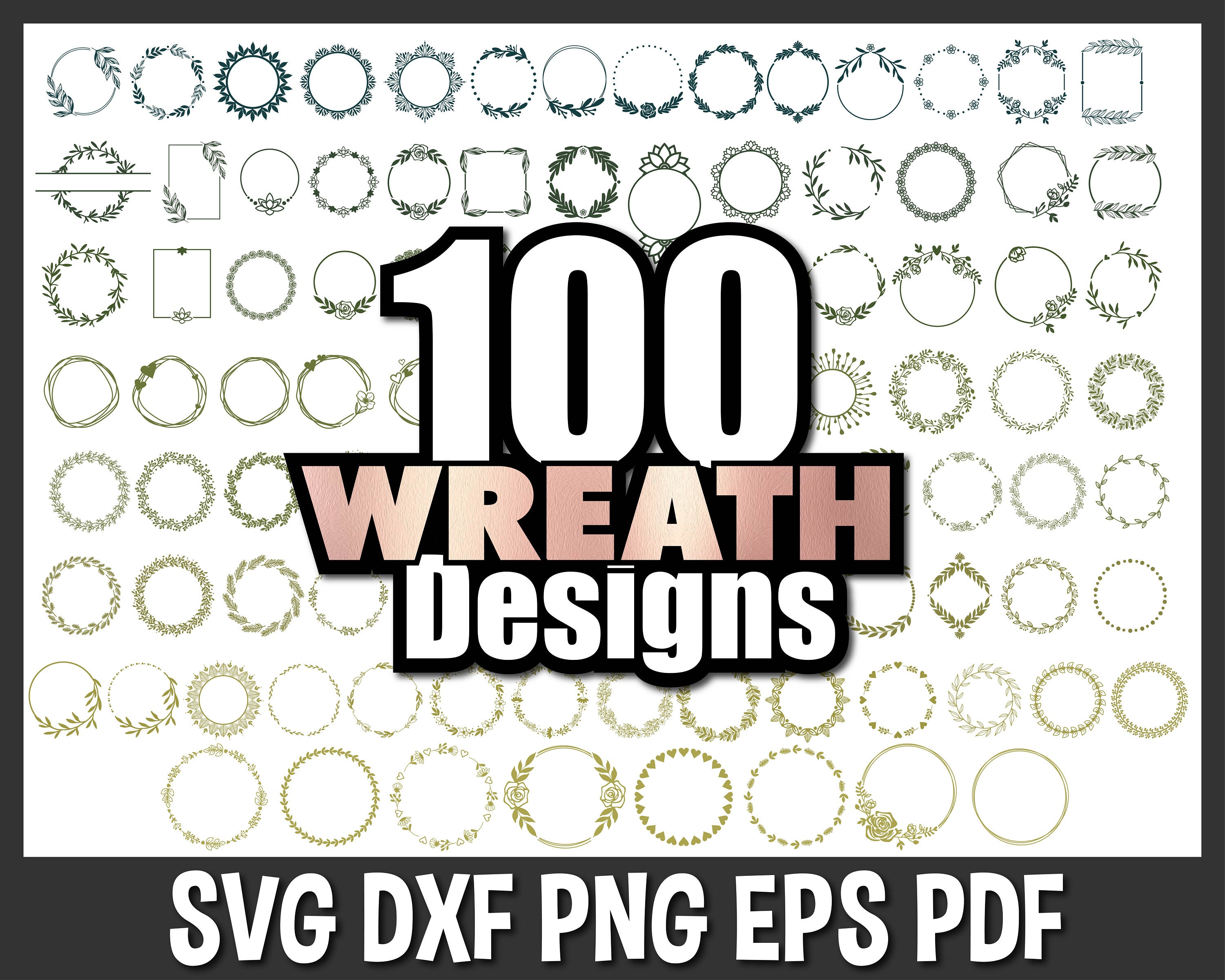 Wreath Svg Bundle Floral Wreath Svg Heart Laurel Wreath Svg - Etsy