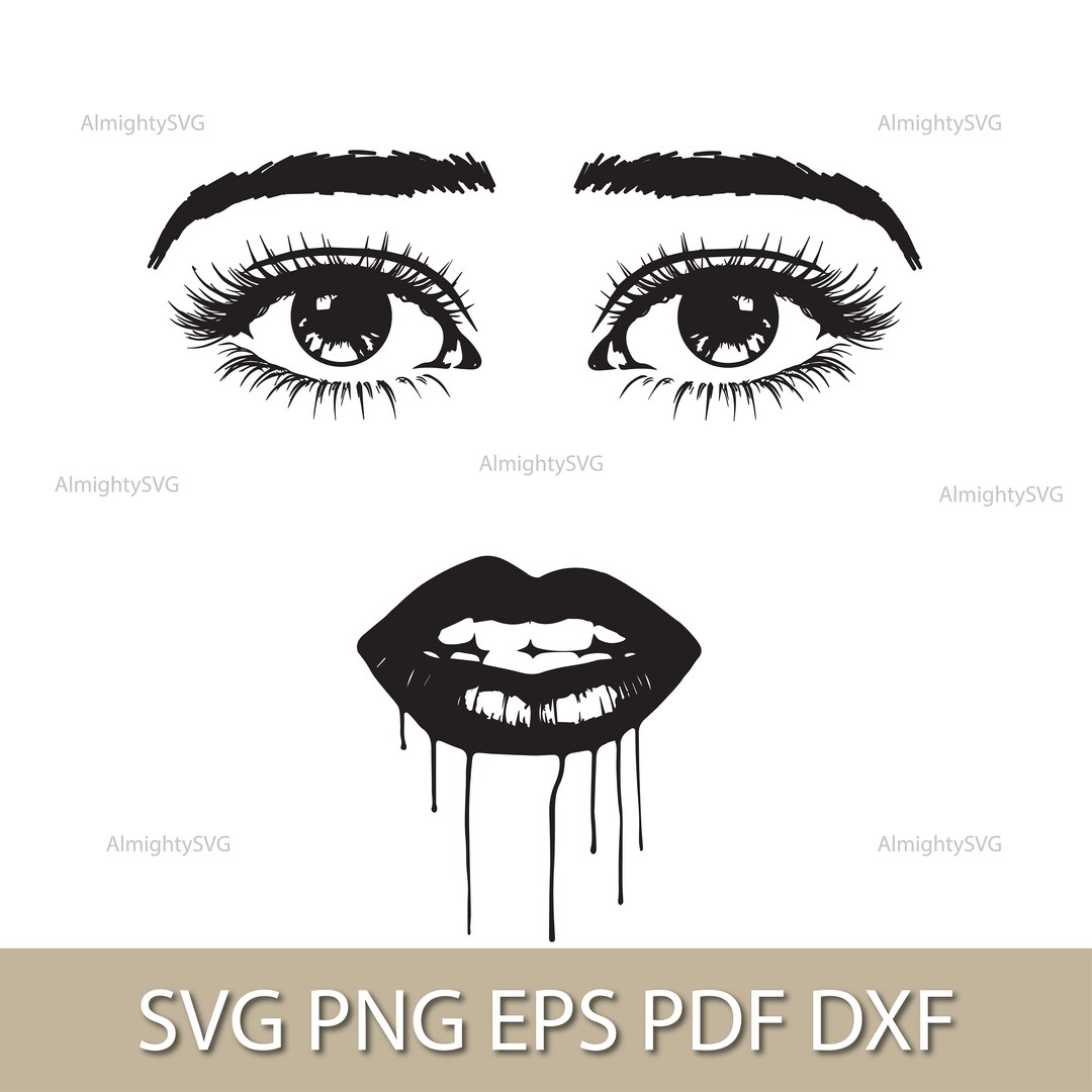 Woman Face Svg, Eyelashes SVG File, Makeup SVG File, Lips Svg, Eye Svg ...