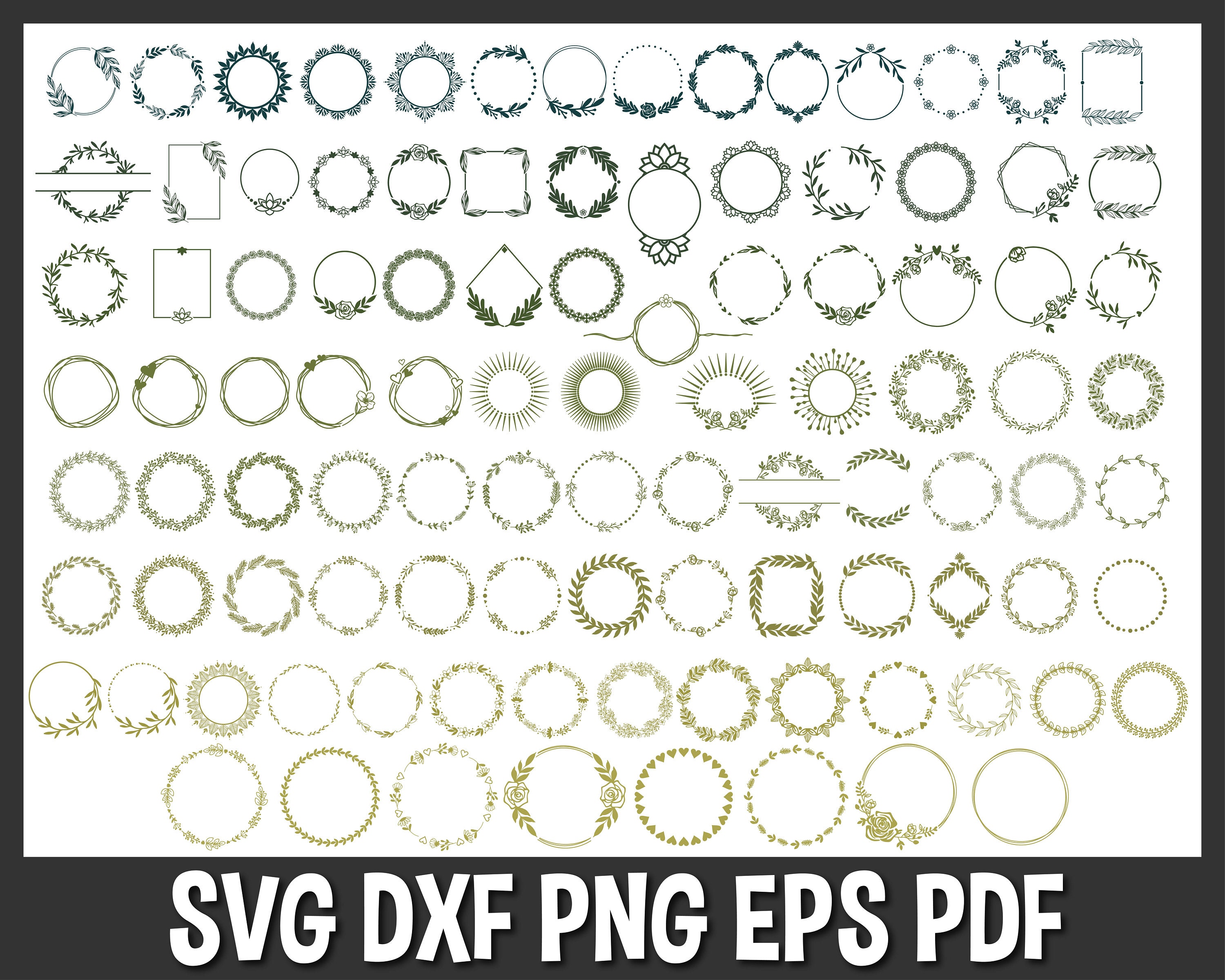 Wreath Svg Bundle Floral Wreath Svg Heart Laurel Wreath Svg - Etsy