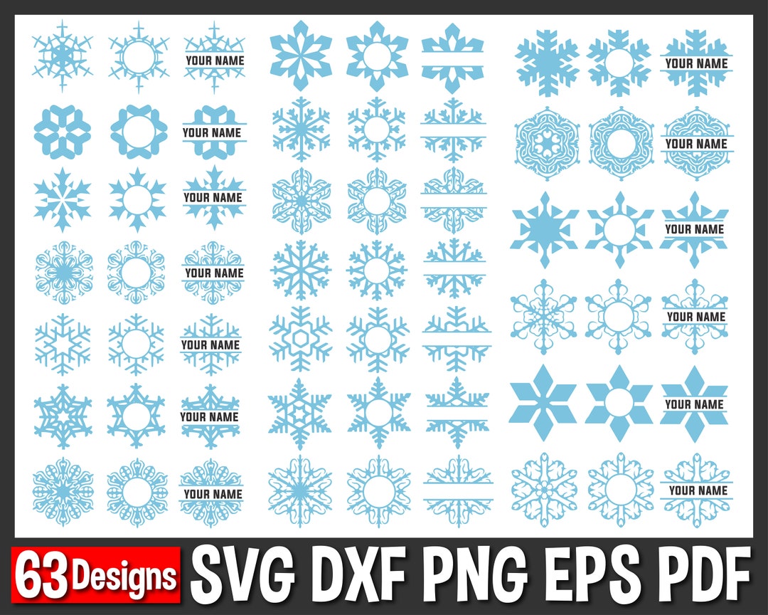 Snowflake Svg Bundle, Christmas Snowflake Svg, Snowflake Monogram Frame ...