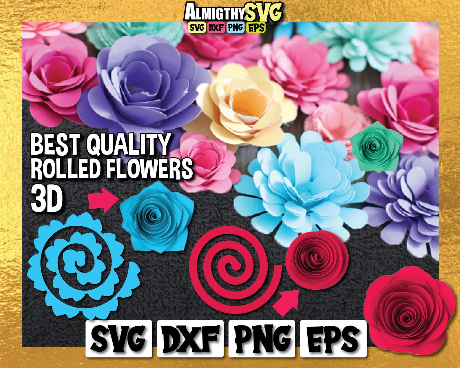 Rolled Flower Svg Paper Flower Svg Paper Flower Bundle Svg | Etsy
