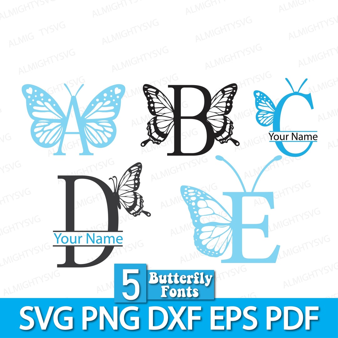 Butterfly Monogram SVG Bundle Monogram Font SVG | Monogram SVG ...