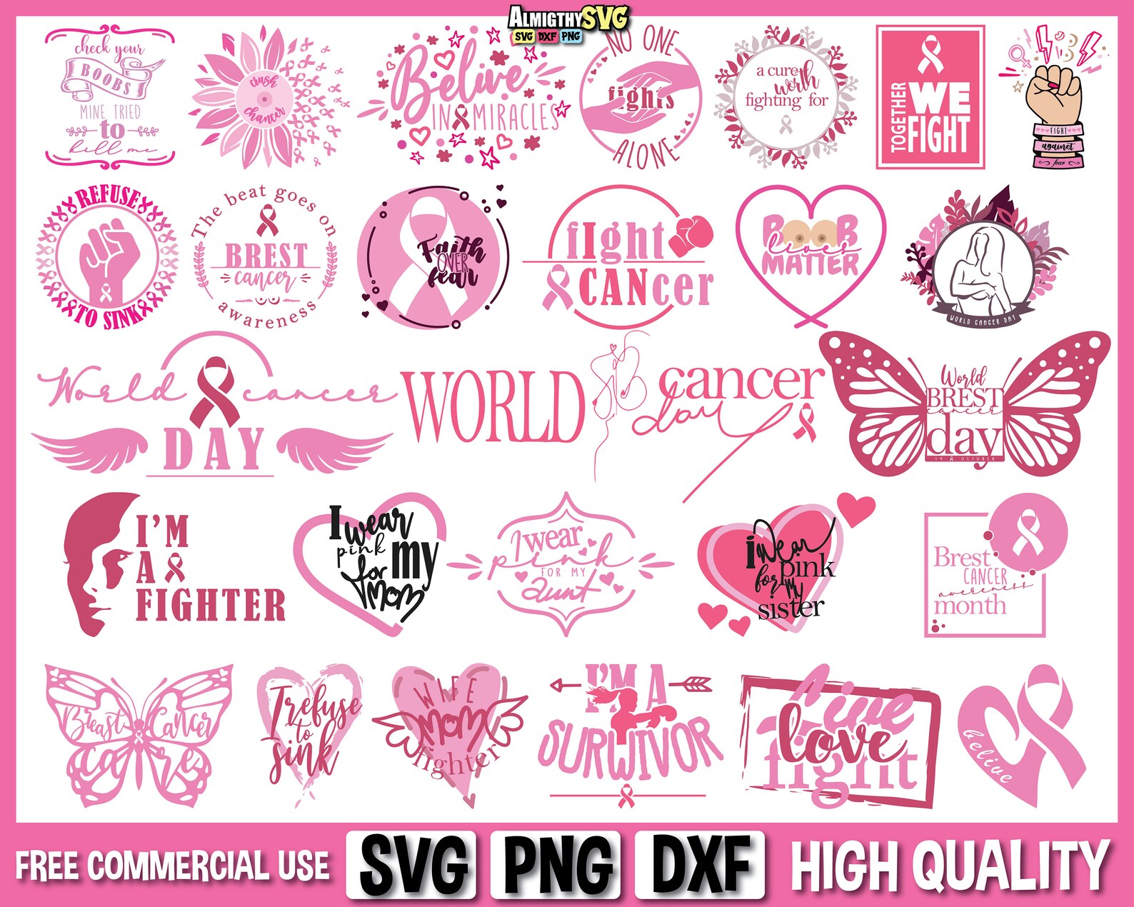 Breast Cancer SVG Cancer Awareness Svg Files for Cricut - Etsy