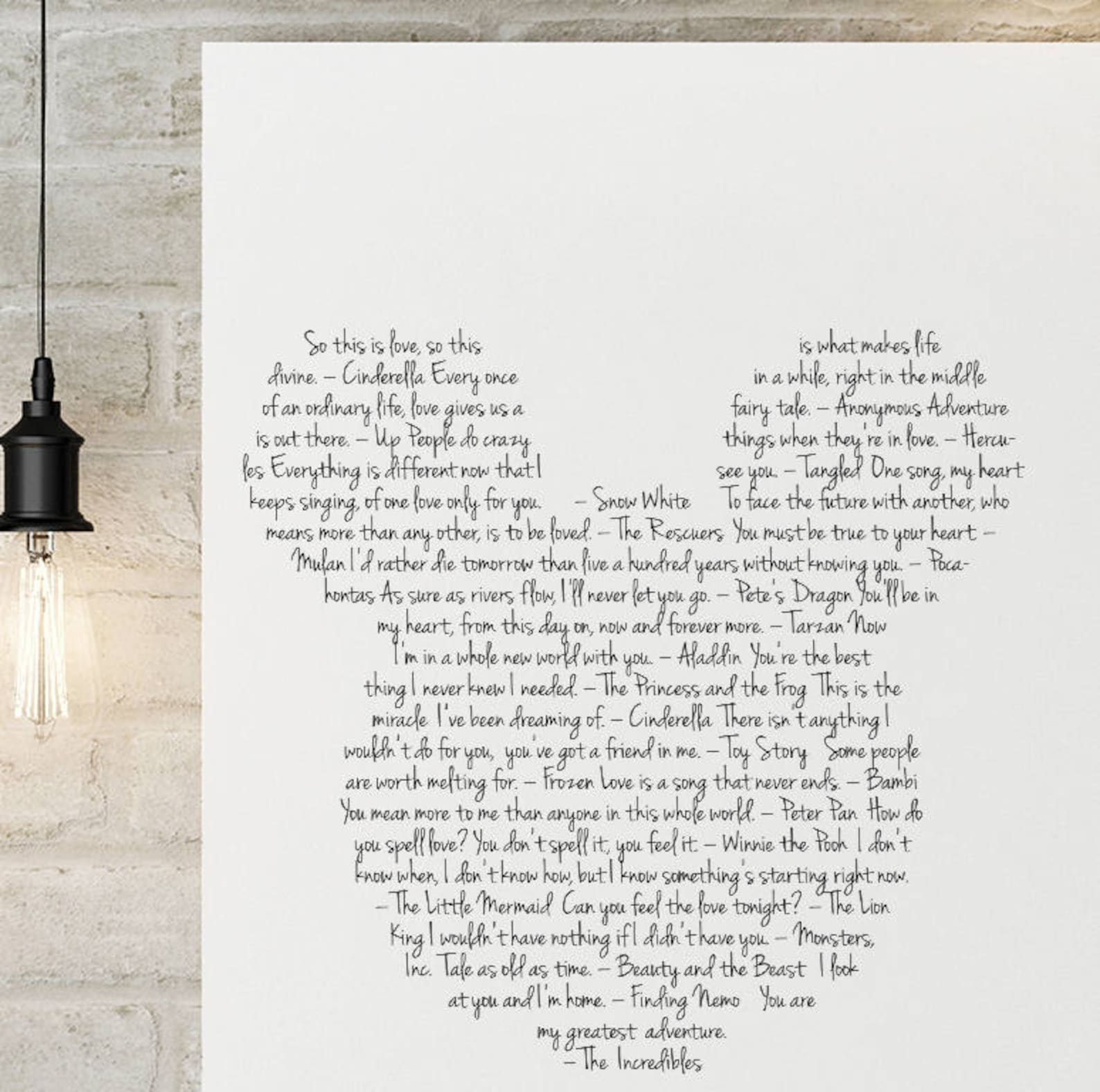 DISNEY LOVE QUOTES Disney Wall Art Disney Christmas Gift | Etsy