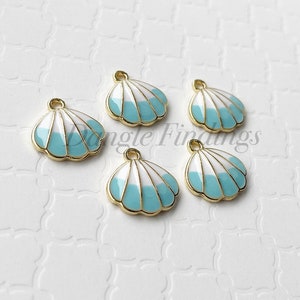 10 Blue Shell Charms, Seashell, Enamel, Beach Themed Charms, DIY, 18mm ...
