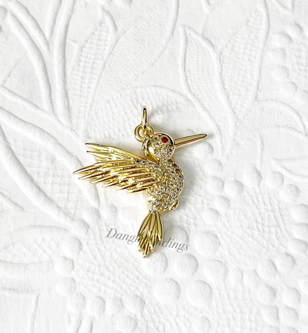 Gold Plated Brass Hummingbird for Necklaces or Bracelet Jewelry, 24mm ...
