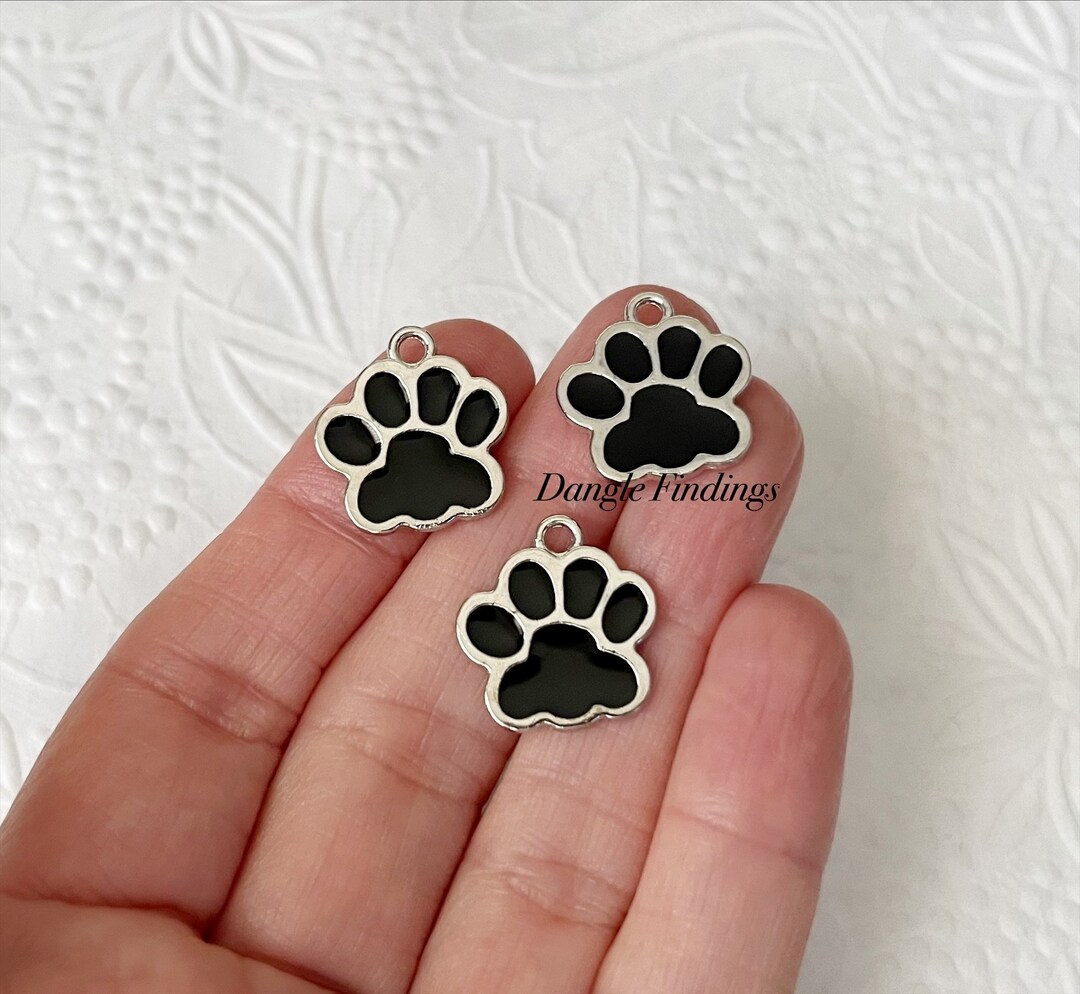 10 Black Dog or Cat Paw Print Charms for Jewelry Making and DIY Crafts, SP023 - Etsy