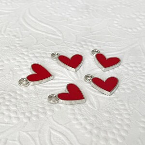 10 Red Enamel Heart Charms for DIY Valentine Jewelry Making, 17mm ...