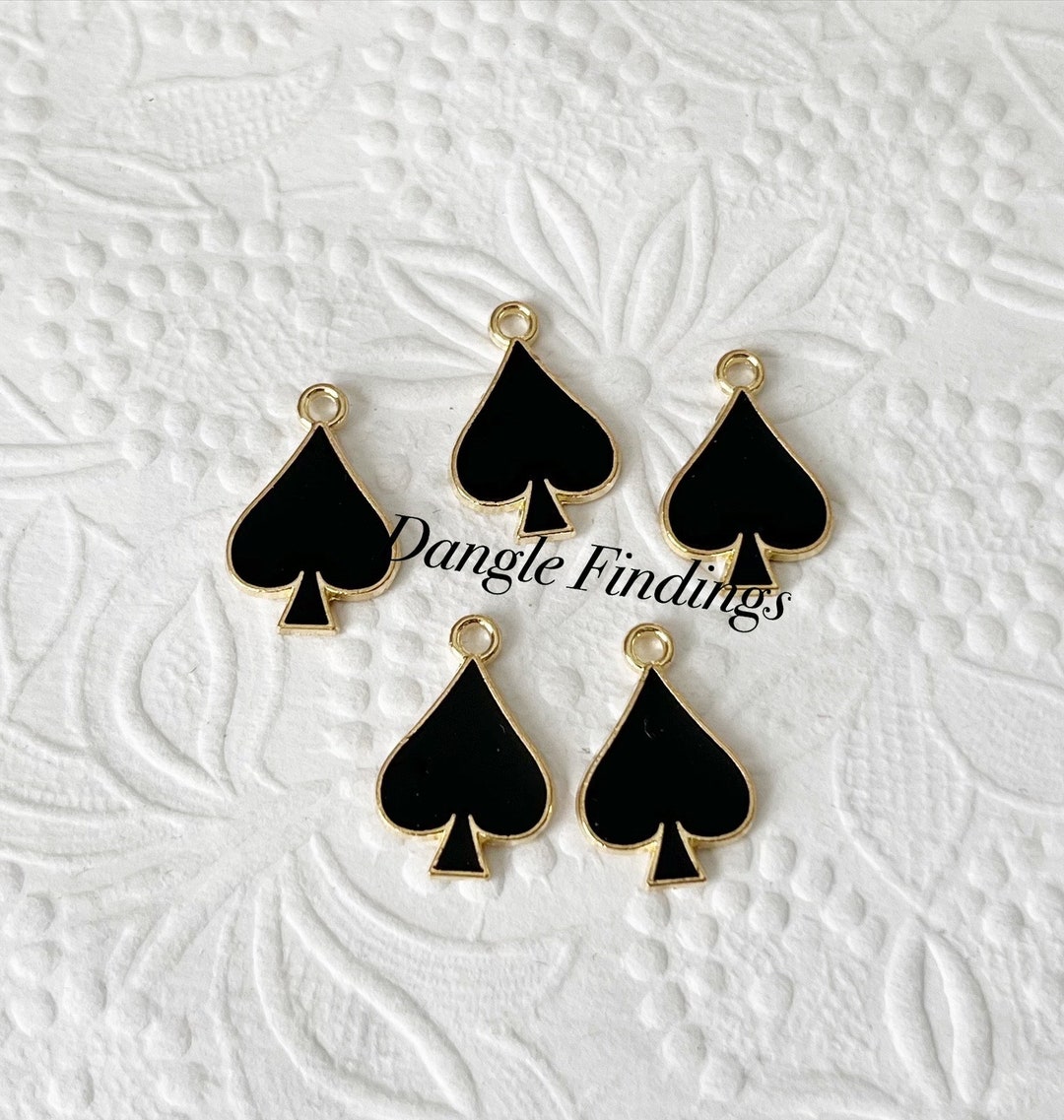 10 Spades Charms, Black Enamel, Jewelry Making, Poker Player, Card, 18 ...