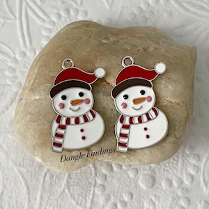 10 Enamel Winter Snowman Charms for Christmas DIY Jewelry Making, 26mm ...