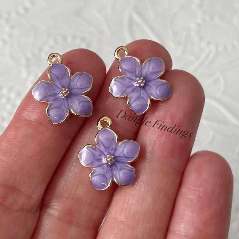 Purple Enamel Flower Charm - Etsy