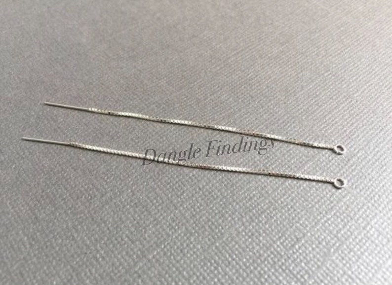 Long 3 Inch Box Chain Ear Thread Findings for DIY Earring Jewelry ...