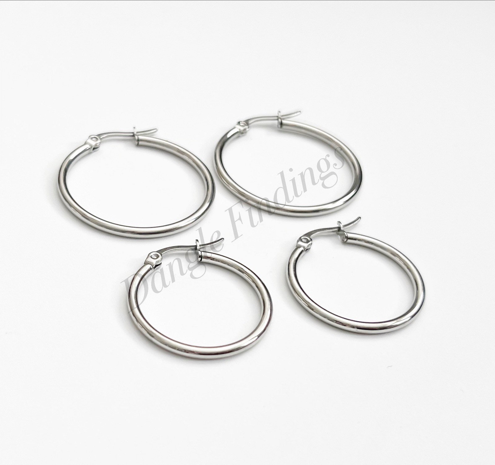 2 Pairs Hoop Earrings Stainless Steel DIY Jewelry Plain - Etsy