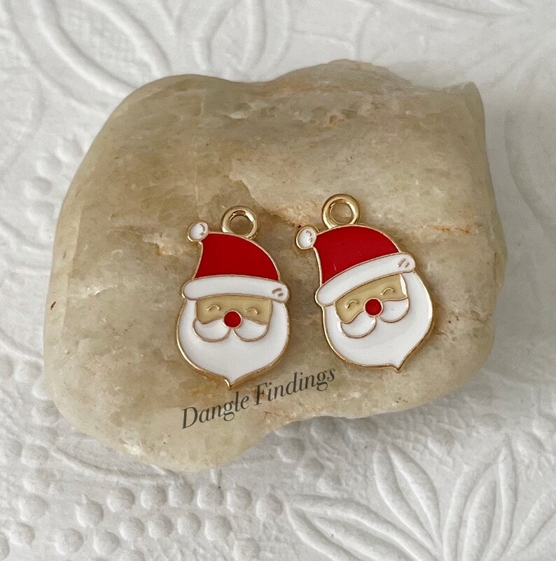 10 Santa Claus Charms, Small, Holiday, DIY Jewelry, Set, Red and White ...