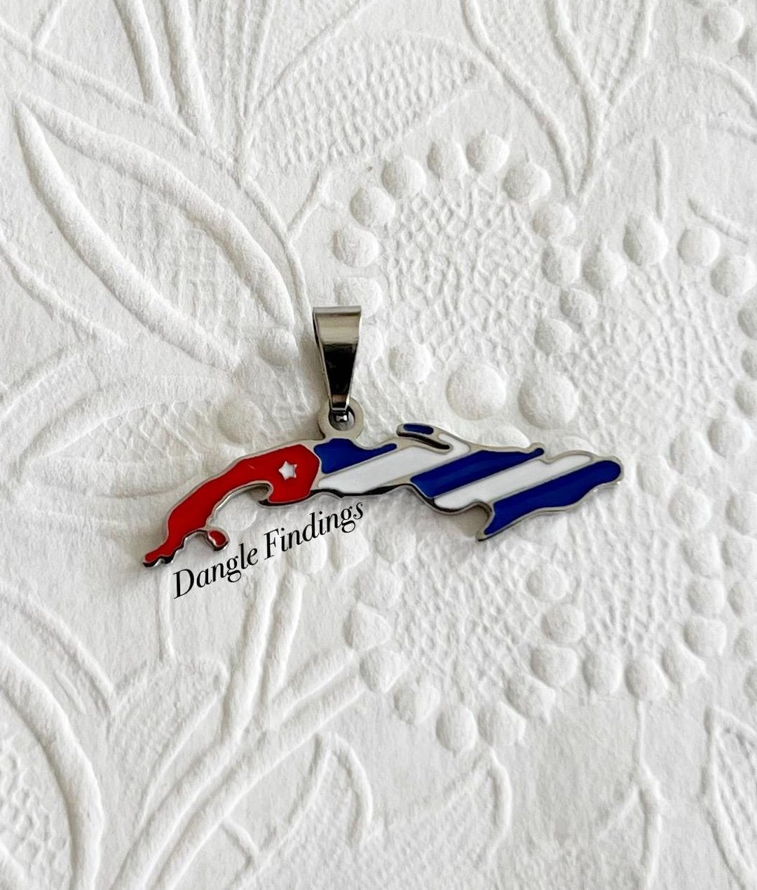 Cuba Pendant, Stainless, Island, Cuban, Jewelry, Necklace, DIY, Flag ...