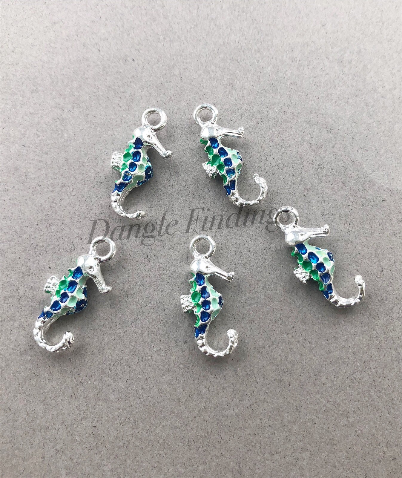 5 Seahorse Charms Blue Enamel Beach Charms Jewelry Diy - Etsy