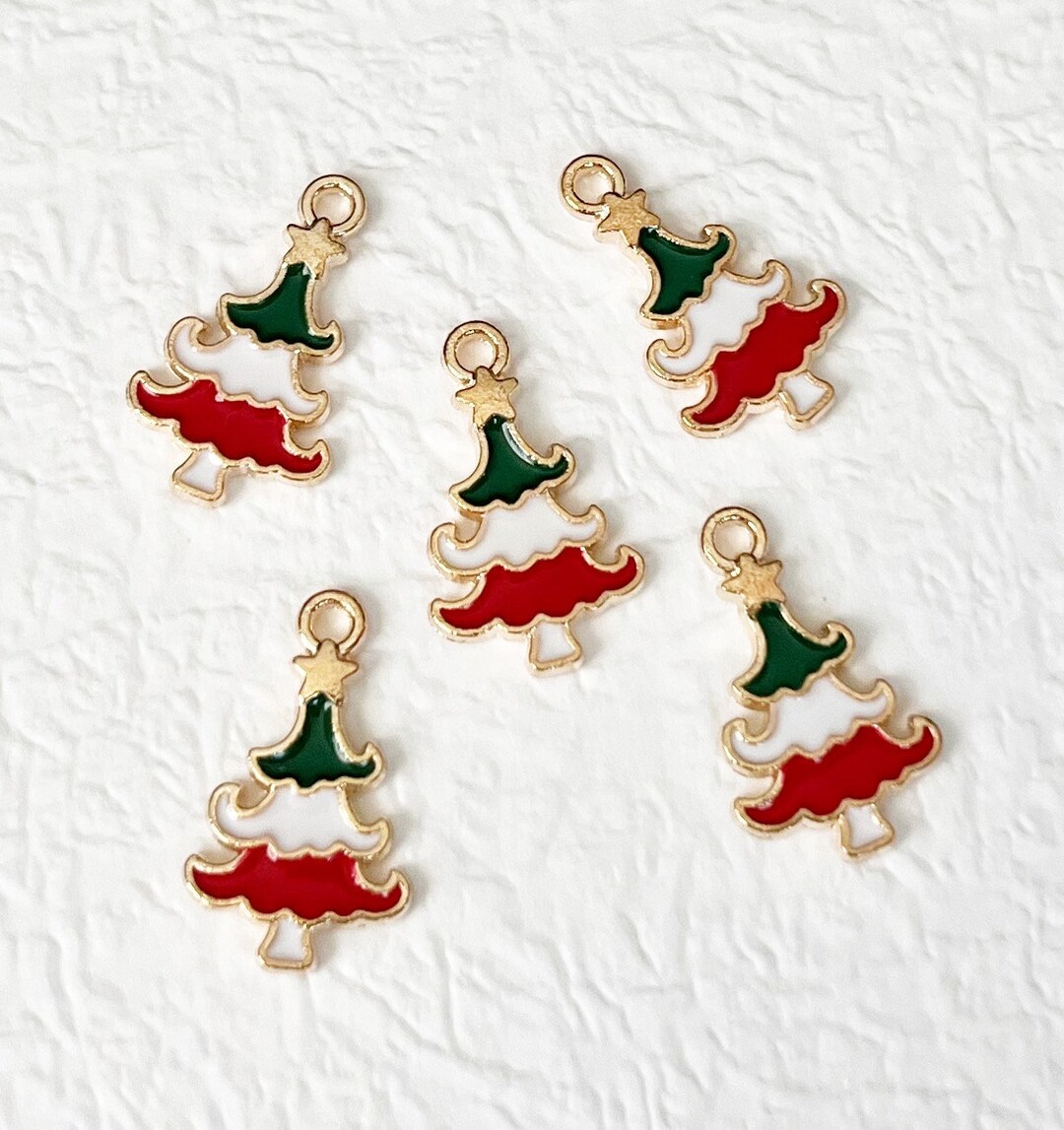10 Christmas Tree Charms Enamel Holiday Whimsical Jewelry - Etsy