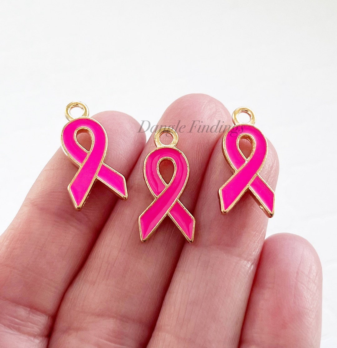 10 Pink Ribbon Charms, Enamel, Breast Cancer, Awareness, Survivor ...