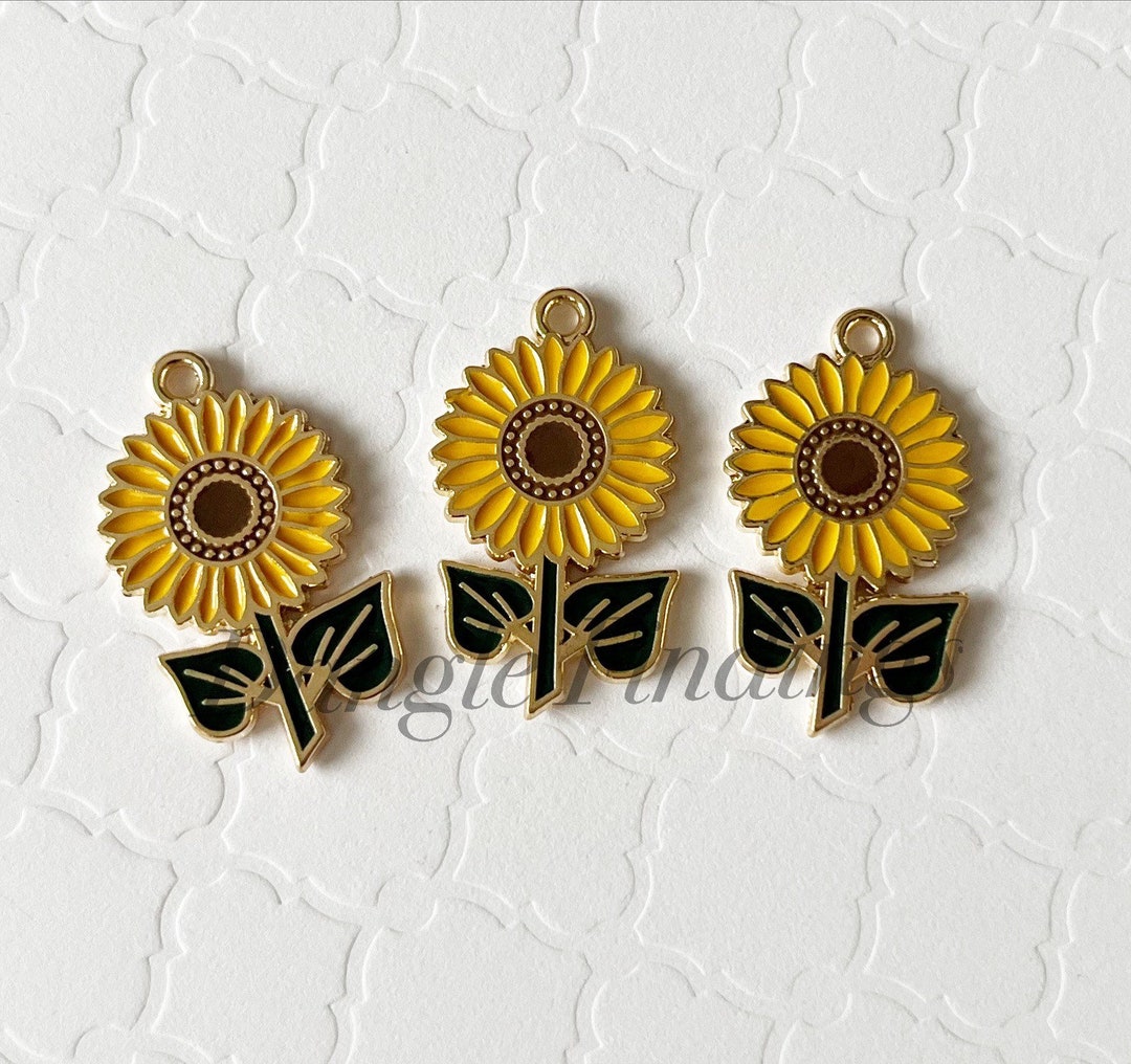 10, 20, or 40 Sunflower Charms, Enamel, Jewelry, DIY Crafts, Fall ...