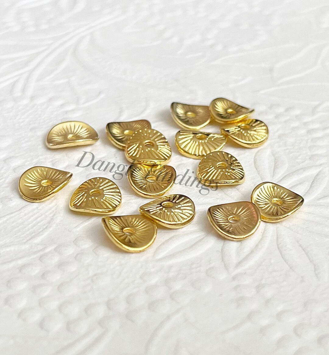 30, 50, or 100 Gold Flat and Wavy Spacer Beads for Jewelry Making, 9mm ...