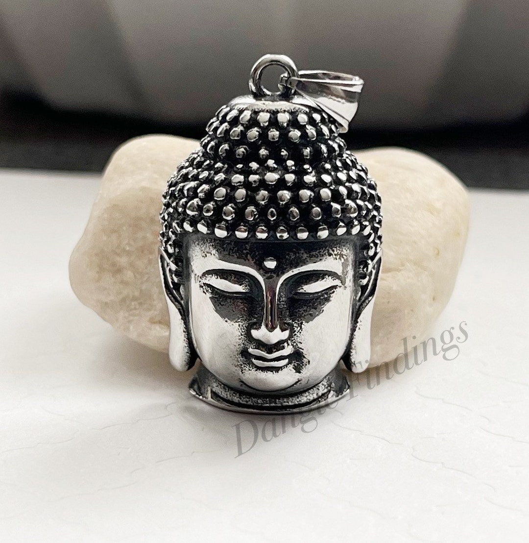 Buddha Head Pendant, Large, Buddhism Jewelry for Men or Women, Buddhist ...