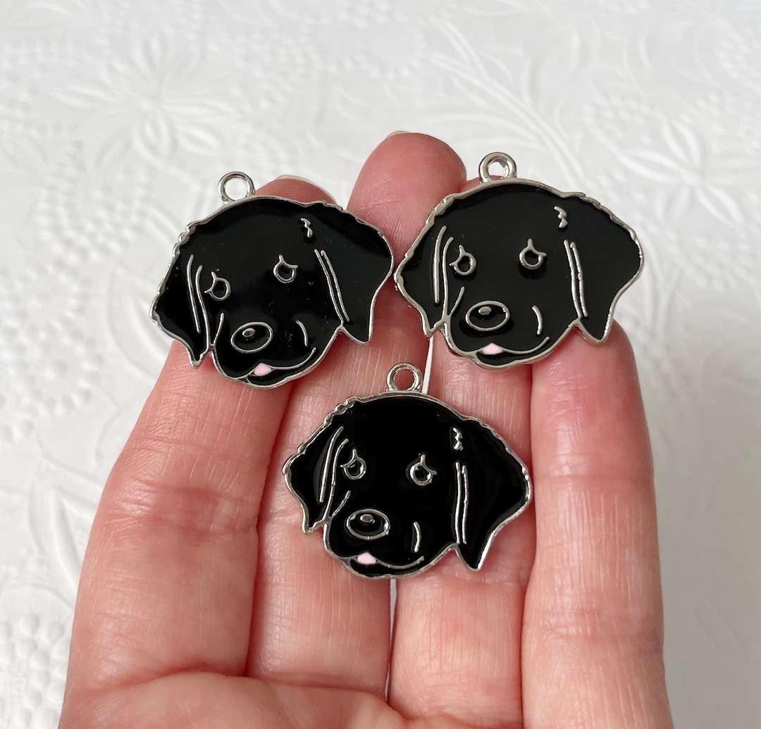 3 Black Lab Charms, Dog, Labrador Retriever, Enamel, Pet, DIY Jewelry ...