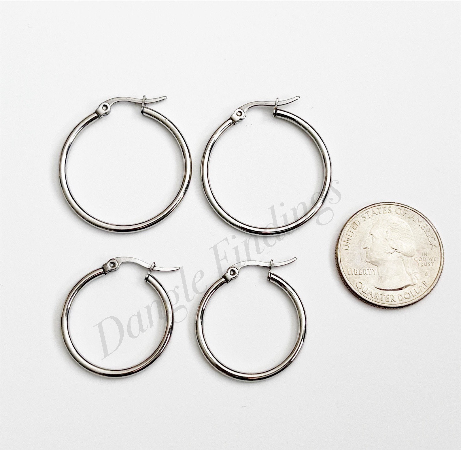 2 Pairs Hoop Earrings Stainless Steel DIY Jewelry Plain - Etsy