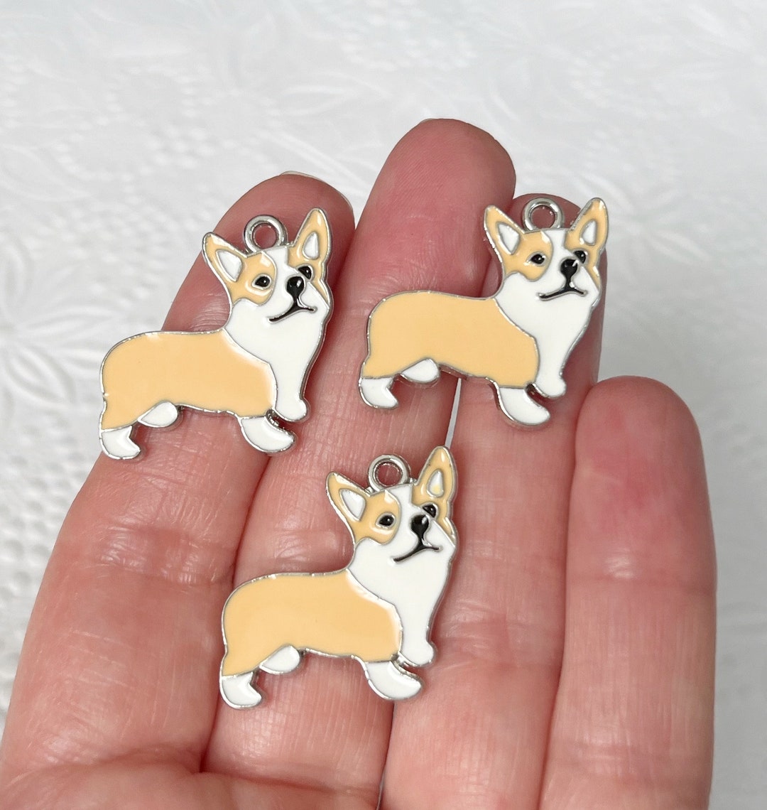 5 Corgi Charms, Dog, Cute, Gift, Pet Loss, Jewelry, DIY, Fawn, Tan ...