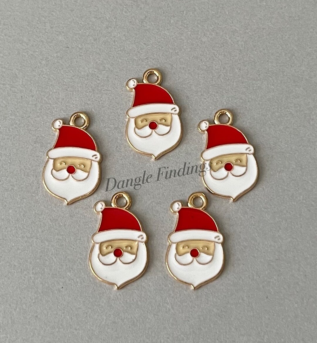 10 Santa Claus Charms, Small, Holiday, DIY Jewelry, Set, Red and White ...