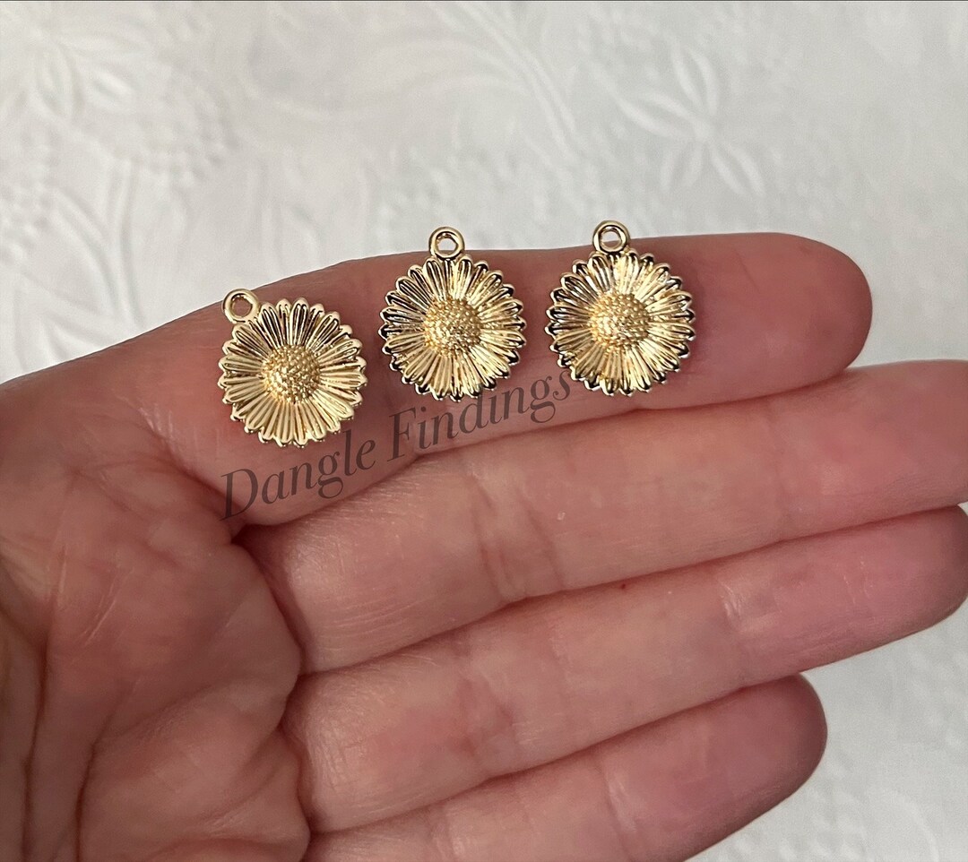 Small Gold Dainty Daisy Flower Charms for DIY Jewelry Making, 12mm ...