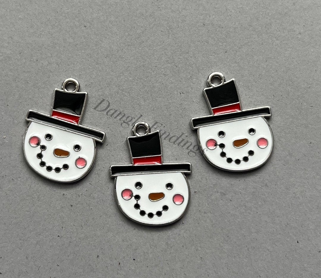 5 Snowman Charms, Enamel, Christmas, Winter, Holiday, Cute, DIY Jewelry ...
