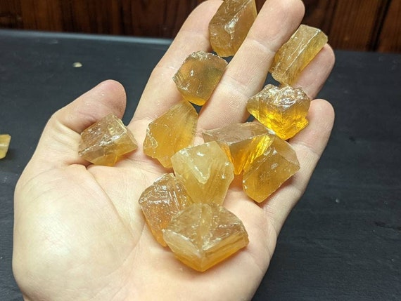 Raw Amber Calcite Crystal Rough Golden Calcite Stone | Etsy