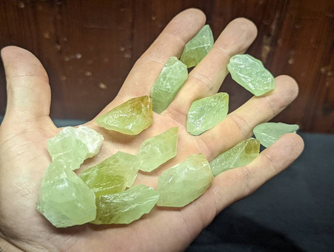 Raw Green Calcite Crystal || Rough Green Calcite Chunk || Pick Light or ...