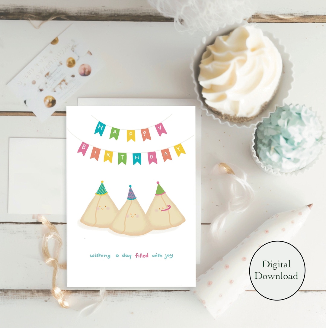 Samosa Happy Birthday Printable 5x7” Greeting Card - Digital Download ...