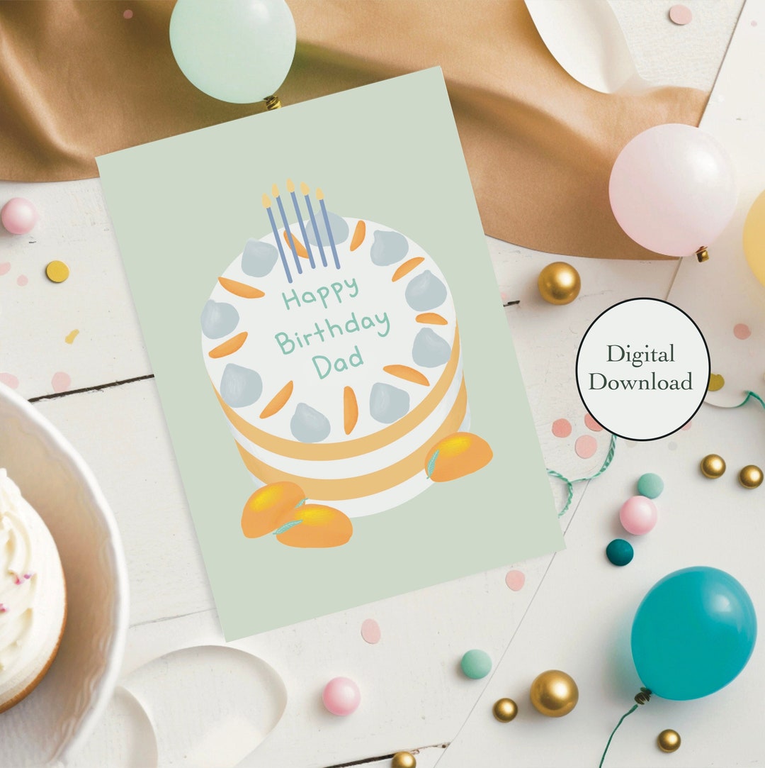 Dad & Appa Mango Happy Birthday 5x7 Printable Greeting Card Digital ...