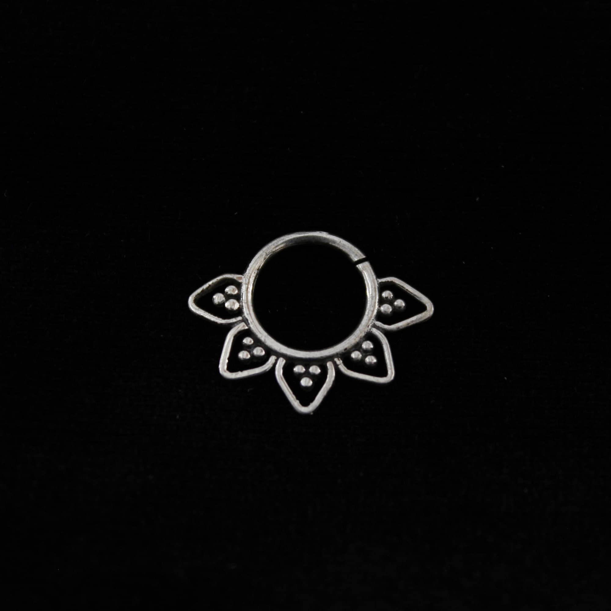 Septum ring Silver septum flower septum Tribal Septum | Etsy