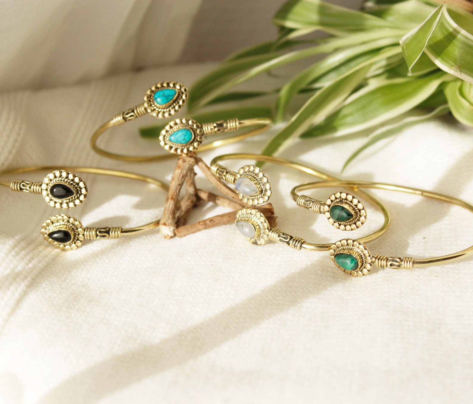 Bracelet avec pierre bracelet en laiton jolie bracelet avec - Etsy France