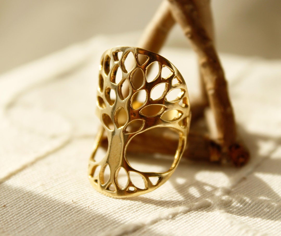 Ring Tree of Life Ring in Gold Boho Ring Tribal Ring Bohemian Ring Yoga ...